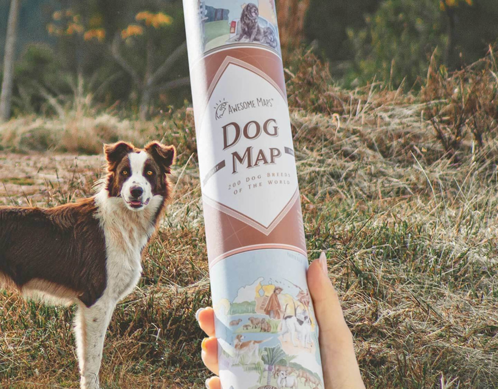 Dog Map - Carte du monde des 200 races de chiens | Globe Trott-Air